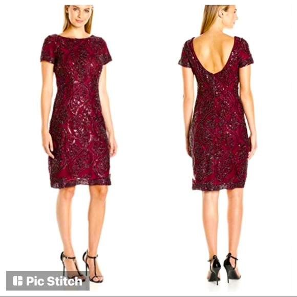 SD Collection | Dresses | Sd Collection Burgundy Sequin Evening Dress ...